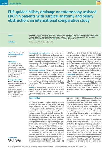 Pdf Eus Guided Biliary Drainage Or Enteroscopy Assisted Ercp In Patients With Surgical Anatomy