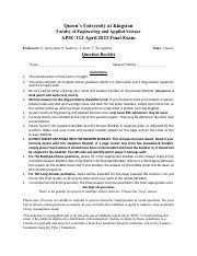 APSC Final Exam Instructions Tips And Academic Integrity Course Hero