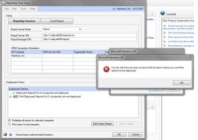 MS Dynamics GP Error Message Regarding Deployment Of SRS Techyv