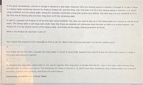 in the given spreadsheet columns a though e