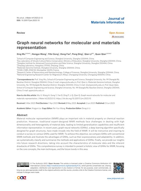 PDF Graph Neural Networks For Molecular And Material Representation