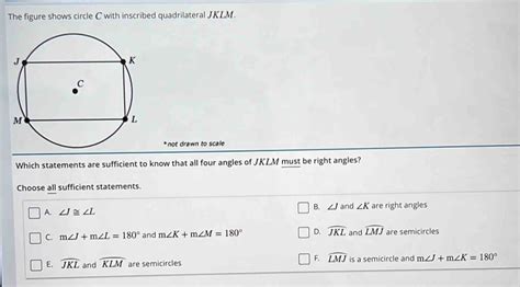 Solved The Figure Shows Circle C With Inscribed Quadrilateral Jklm