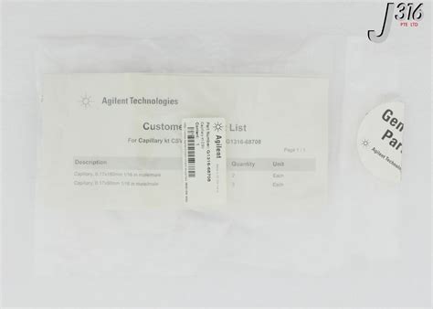 34040 Agilent Capillary Kit Csv New G1316 68708 J316gallery