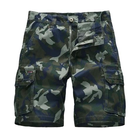 Camouflage Short Cargo Homme Multi Poches Coupe Droite Short Militaire Ete En Coton Confortable