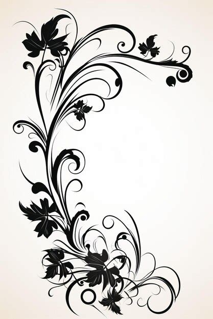 Un Diseño Floral En Blanco Y Negro Sobre Un Fondo Blanco Foto Premium