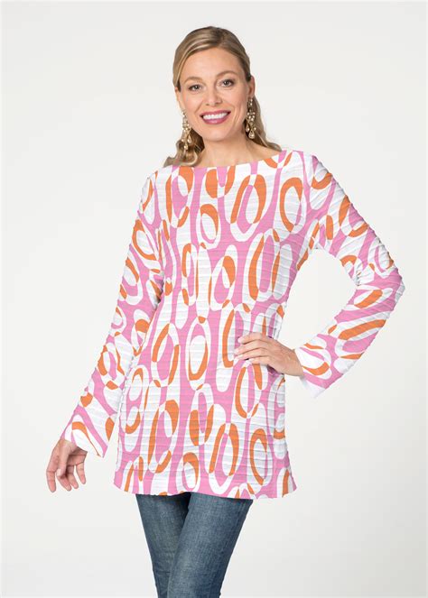 Loop Ta Loop Pink 8085 ~ Banded Boatneck Tunic Whimsy Rose