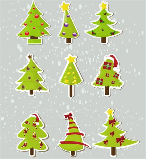Bezierinfoベジェインフォ クリスマスツリーを切り抜いたステッカー Christmas Elements Stickers イラスト素材