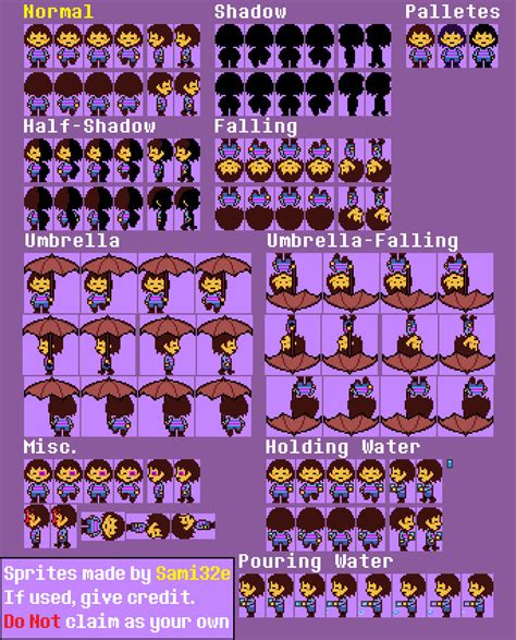Undertale Frisk Resprite Sheet By Sami32e On Deviantart