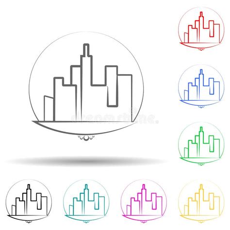 City Building Multi Color Set Icon Simple Thin Line Outline Vector Of Landspace Icons For Ui