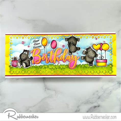 A Handmade Hippo Slimline Birthday Card Rubbernecker Blog