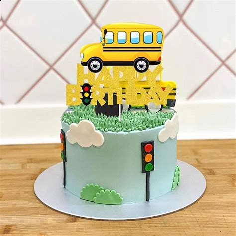 School Bus Birthday Cake Topper