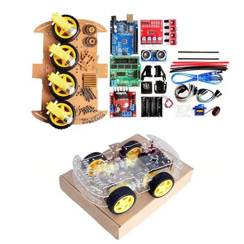4wd Diy Smart Chassis Car Kit Ultrasonic Modulemotor Drive Board For