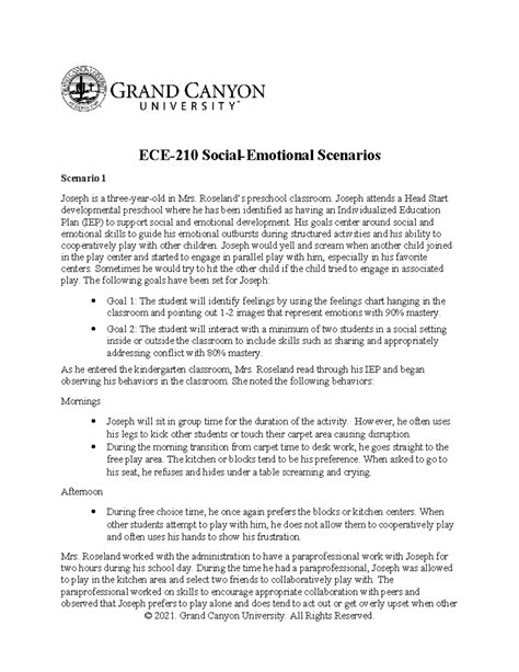 ECS 210 T7 Scenarios On Social Emotional Development In Prebabe Studocu