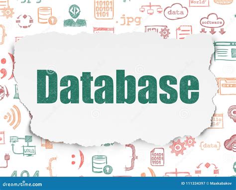 Programming Concept Database On Torn Paper Background Stock