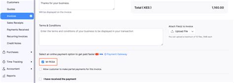 Safaricom M PESA Integration Help Zoho Inventory
