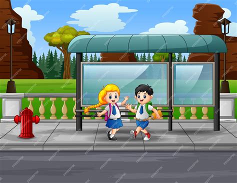 School Bus Stop Cartoon