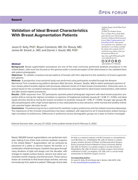 PDF Validation Of Ideal Breast Characteristics With Breast Augmentation Patients