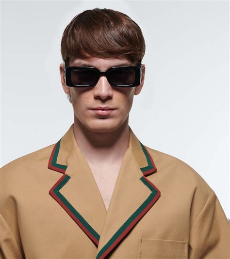 Logo Rectangular Sunglasses In Black Gucci Mytheresa
