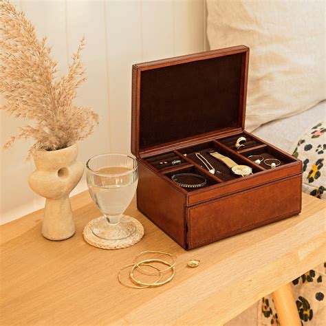 Womens Leather Jewellery Box Large Ginger Rose