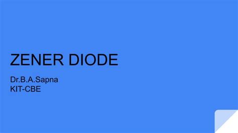 Pn Diode And Zener Diode In Pspice Pptx