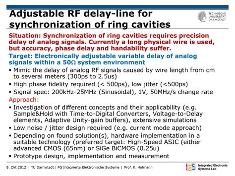 Adjustable Rf Delay Line For Synchronization Of Ring Cavities Ppt