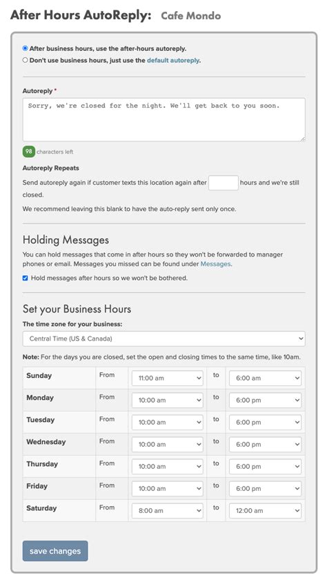 New Feature After Hours Autoreply TalkToTheManager