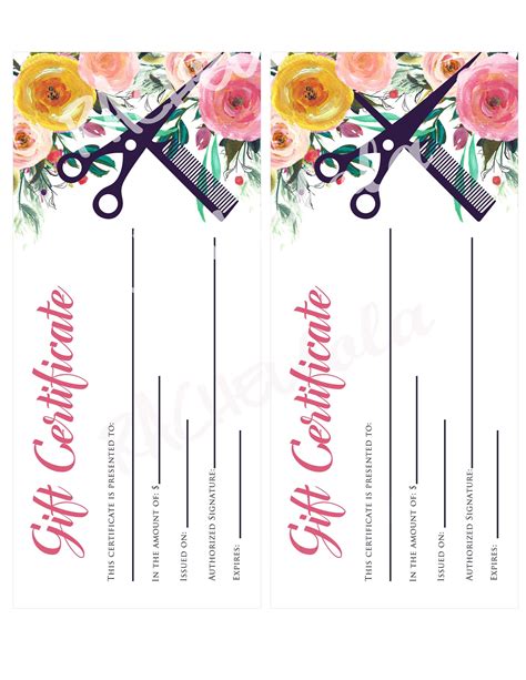 Printable Hair Salon T Certificate Template Hair Stylist Coupon