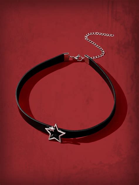 Grunge Punk Star Decor Choker Acessórios Divertidos Colares Para