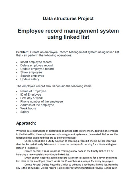 Data Structures Project Employee Record Management Chegg