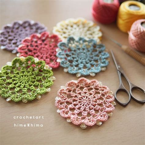 刺繍糸のドイリー 完成しました Himehima And Comfy Days ドイリーのかぎ針編み図 編み 図 かぎ針編みのステッチ図案