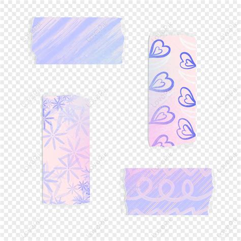 보라색 핑크 귀여운 일러스트 테이프 스티커구배상표 Png 일러스트 무료 다운로드 Lovepik