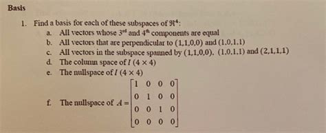 Solved Basis A C 1 Find A Basis For Each Of These Chegg Com
