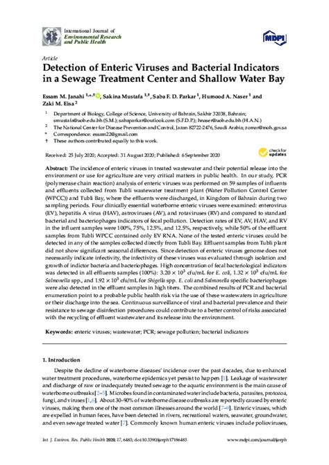 Pdf Detection Of Enteric Viruses And Bacterial Indicators In German Environmental Waters