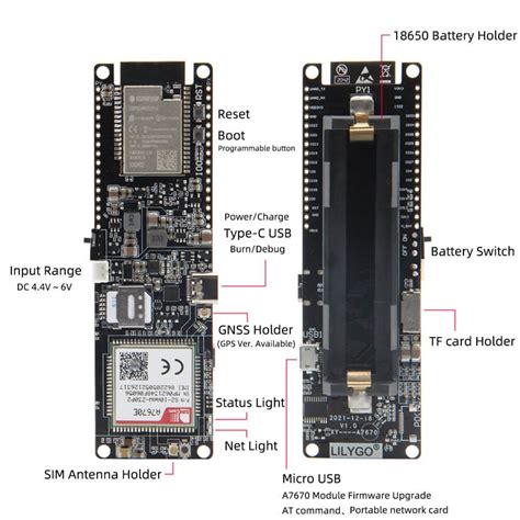 Lilygo Ttgo T Sim A7670e R2 Esp32 Esp32 Wrover With 18650 Battery