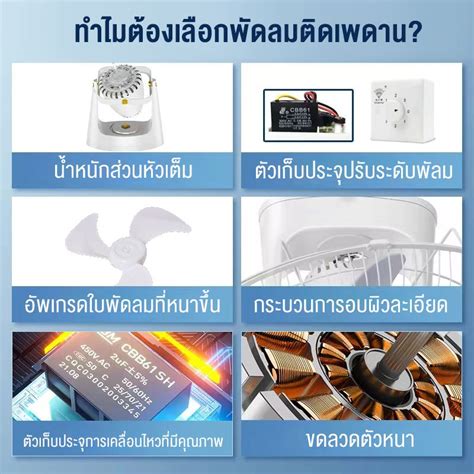 พัดลมเพดาน พัดลมโคจร 16 นิ้ว Ceiling Fan สั่นหัว ติดเพดาน มีตะแกรง พัดลม Shopee Thailand