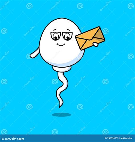 Cute Cartoon Sperm Holding Envelope Stock Vector Illustration Of