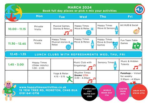 Happy Times Timetable