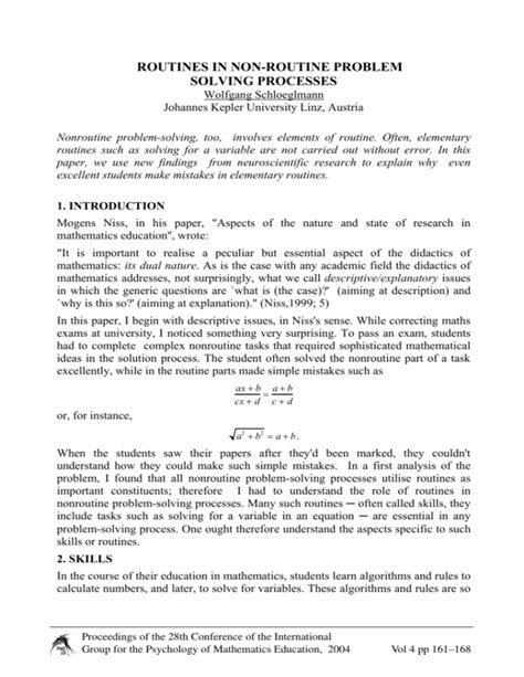 Routines In Non Routine Problem Solving Processes