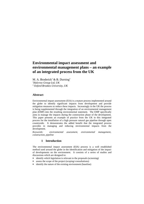 Environmental Impact Statement Example