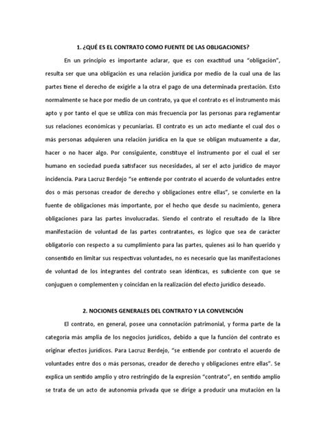 El Contrato Como Fuente De Las Obligaciones Pdf Nulo Ley Justicia