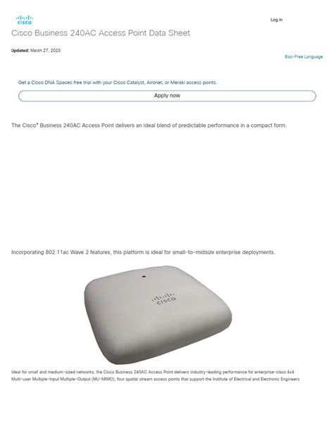Cisco Business 240ac Access Point Data Sheet Cisco Pdf Ieee 802