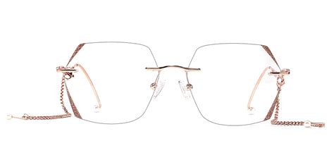 Bling Rose Gold Polygon Eyeglasses