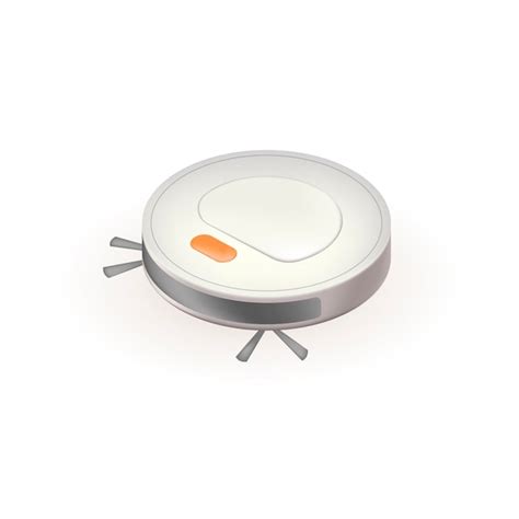 로봇 진공 청소기 3d 벡터 일러스트 레이 션 흰색 배경에 고립 된 만화 스타일의 집 청소를 위한 무선 장치 현대 기술