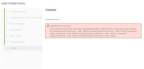 Dell VxRail Node Addition Failed When Existing Nodes Vmk0 And Vmk2 MTU