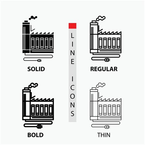 Consumption Resource Energy Factory Manufacturing Icon In Thin Regular Bold Line And Glyph