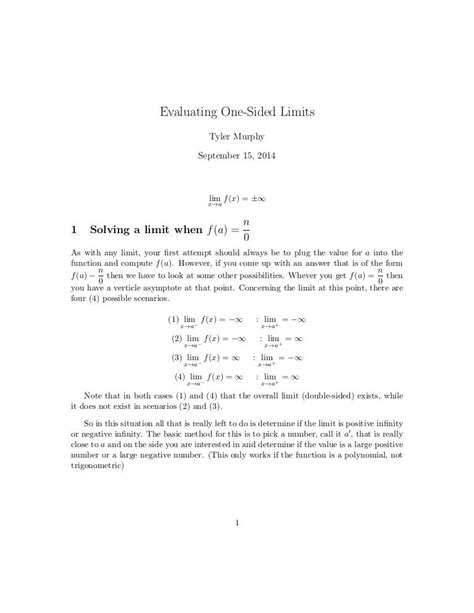 One Sided Limits