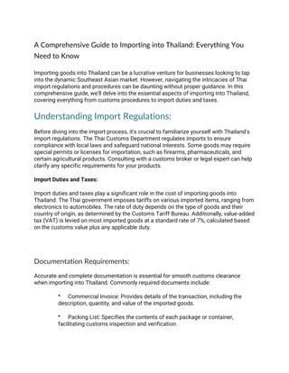 A Comprehensive Guide To Importing Into Thailand Pdf