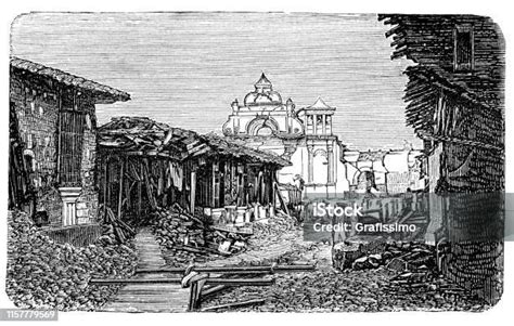 산살바도르 지진 1873 지진에 대한 스톡 벡터 아트 및 기타 이미지 지진 무너진 1873년 Istock