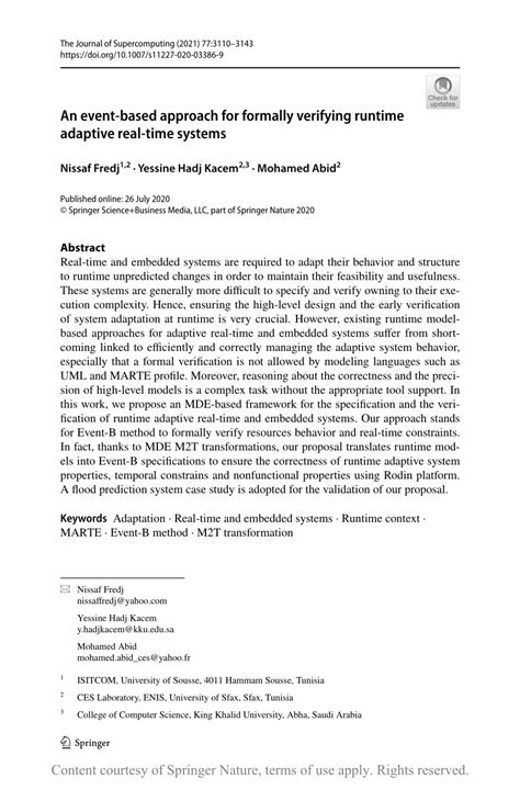 An Event Based Approach For Formally Verifying Runtime Adaptive Real Time Systems Request Pdf