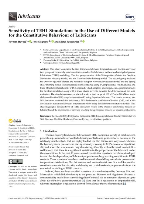 Pdf Sensitivity Of Tehl Simulations To The Use Of Different Models For The Constitutive